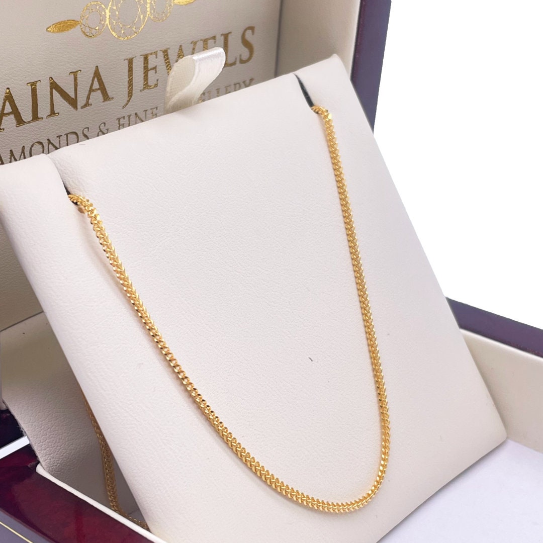 22ct Yellow Gold Solid Foxtail Chain Necklace 18 Inches 1.4mm Width - Etsy