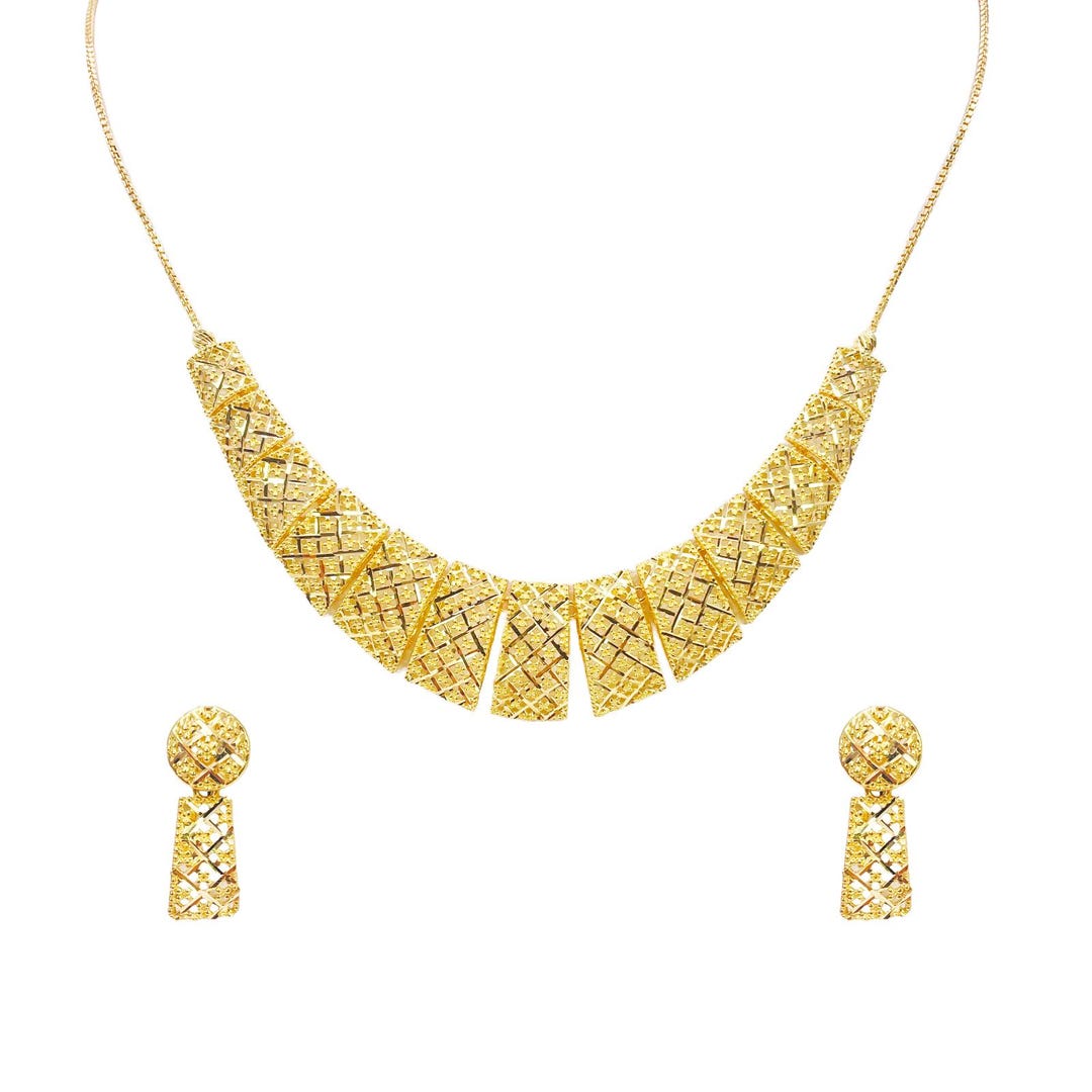 22ct Yellow Gold Diamond Cut Mesh Sparkly Necklace & Matching Drop Earrings - Etsy