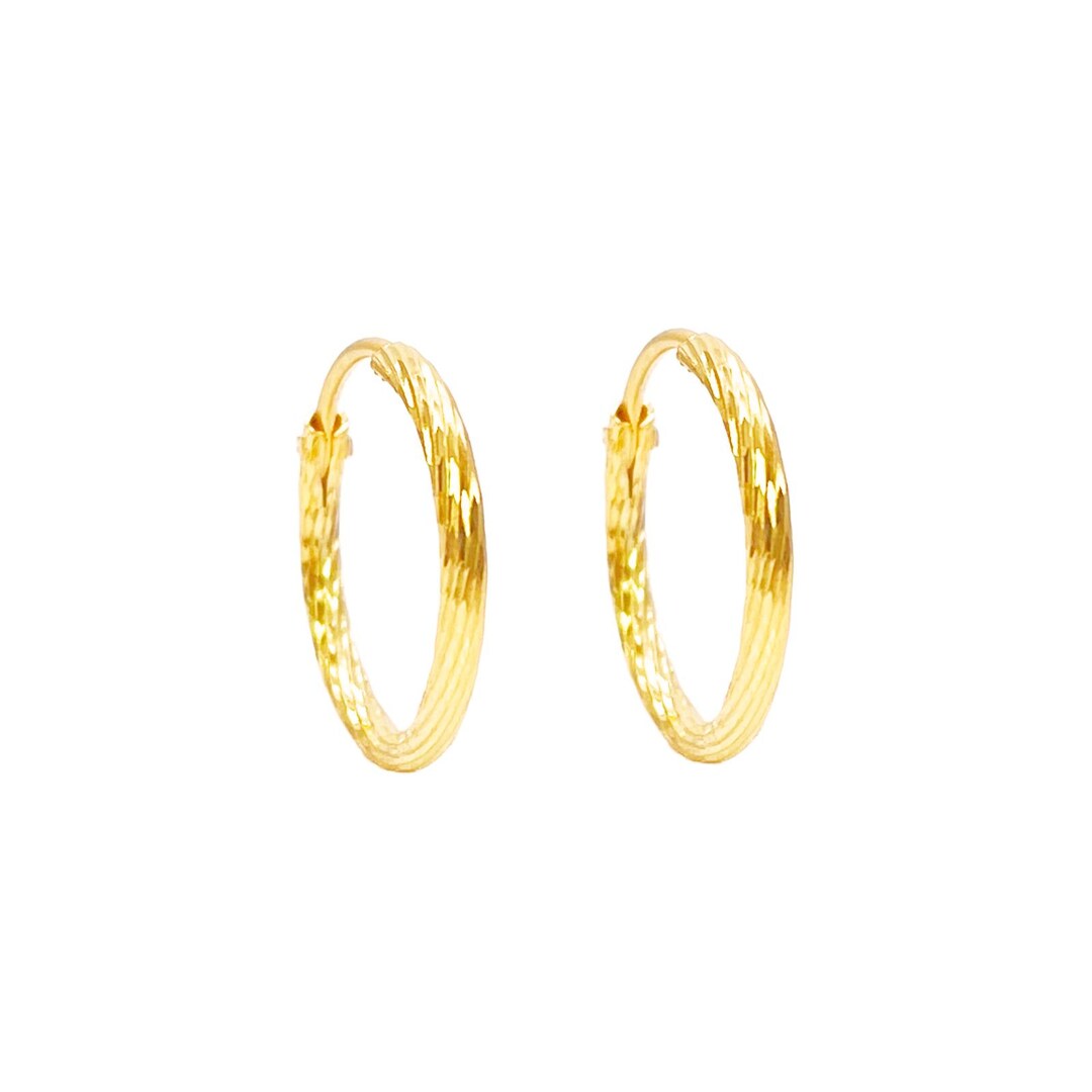 22ct Gold Hoop Earrings Pair of Diamond Cut High Polished Hoops 11mm ...