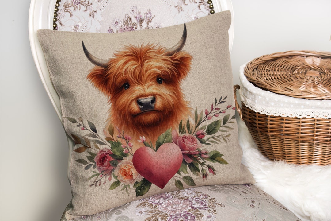 Baby Highland Cow - Cushion Cover With or Without Pad Inner - Etsy