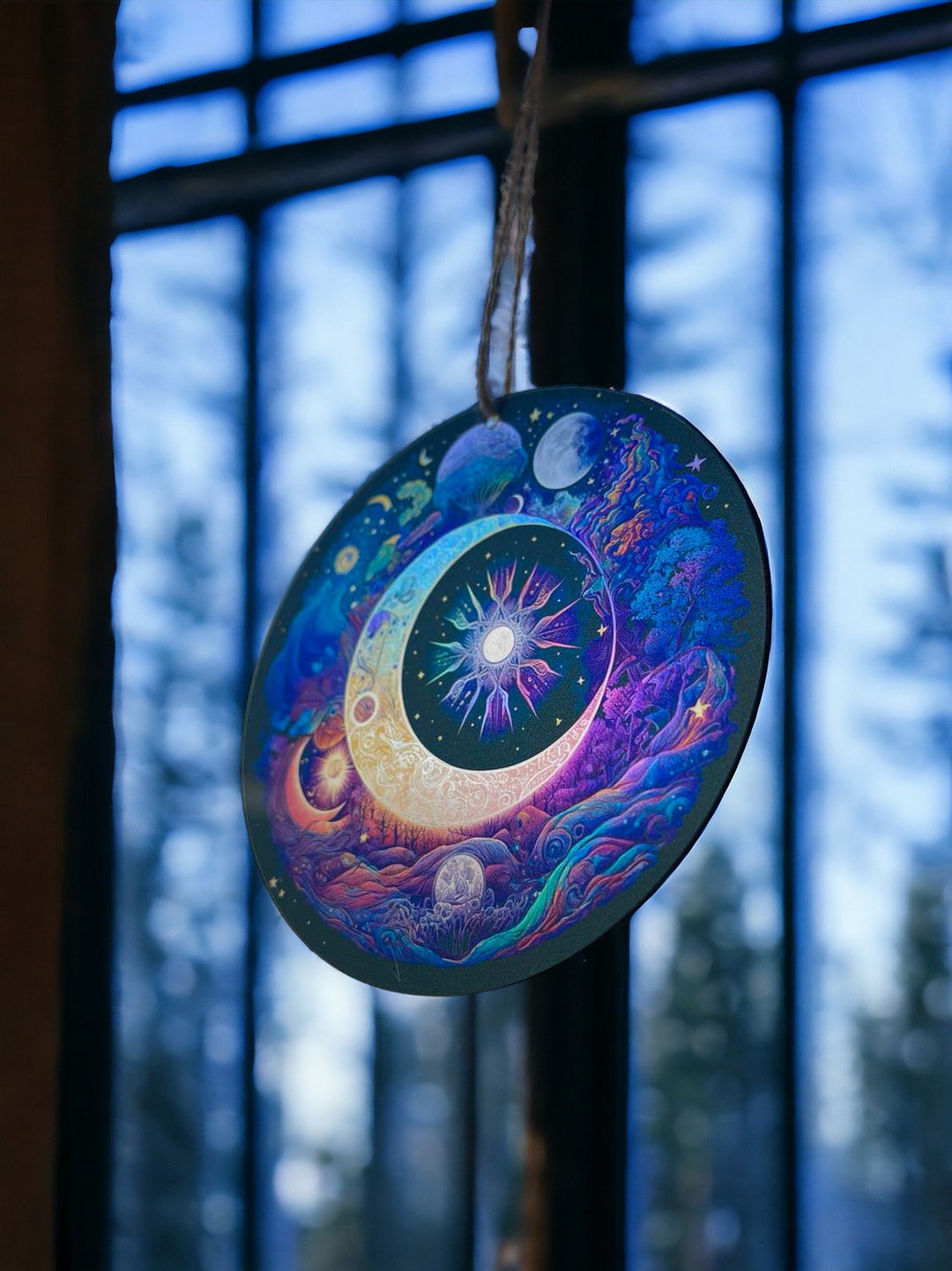 Stained Glass Effect Style Moon Sky Stars Celestrial Mysitcal - Sun ...