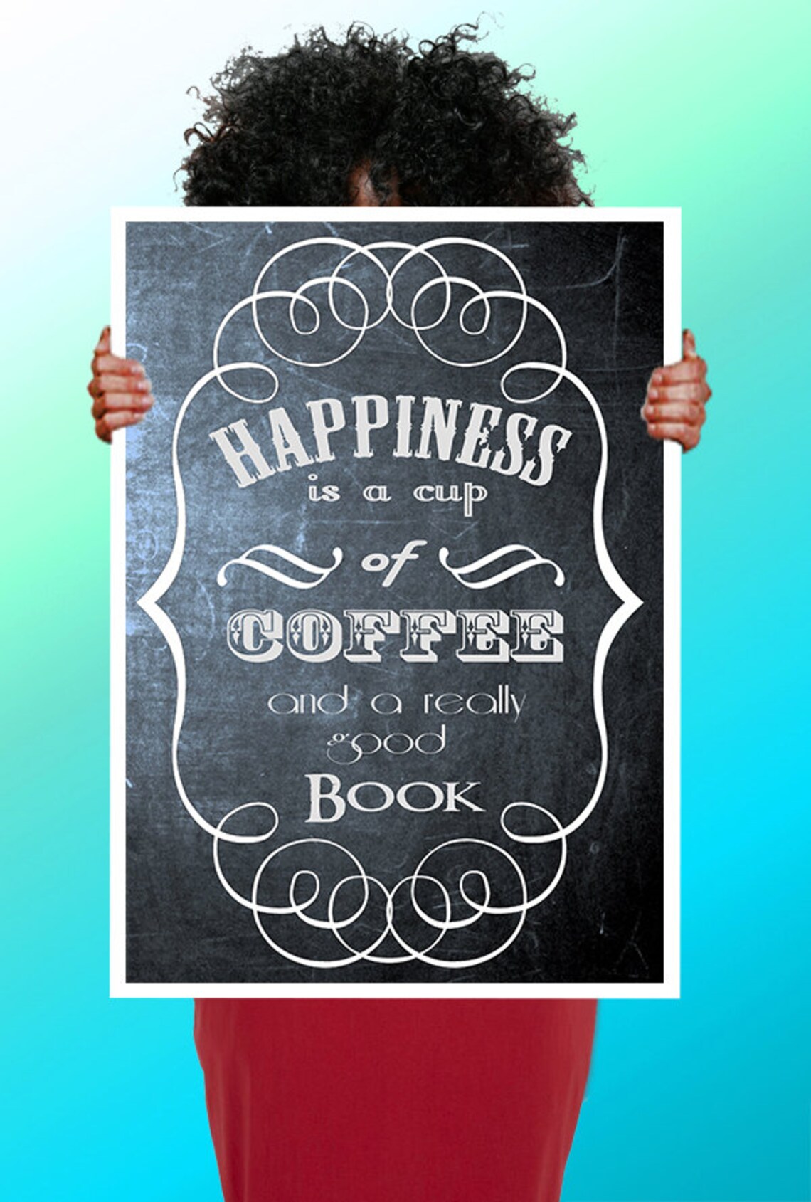 Happiness is A Cup of Coffee and a Really Good Book Quote Art Print ...