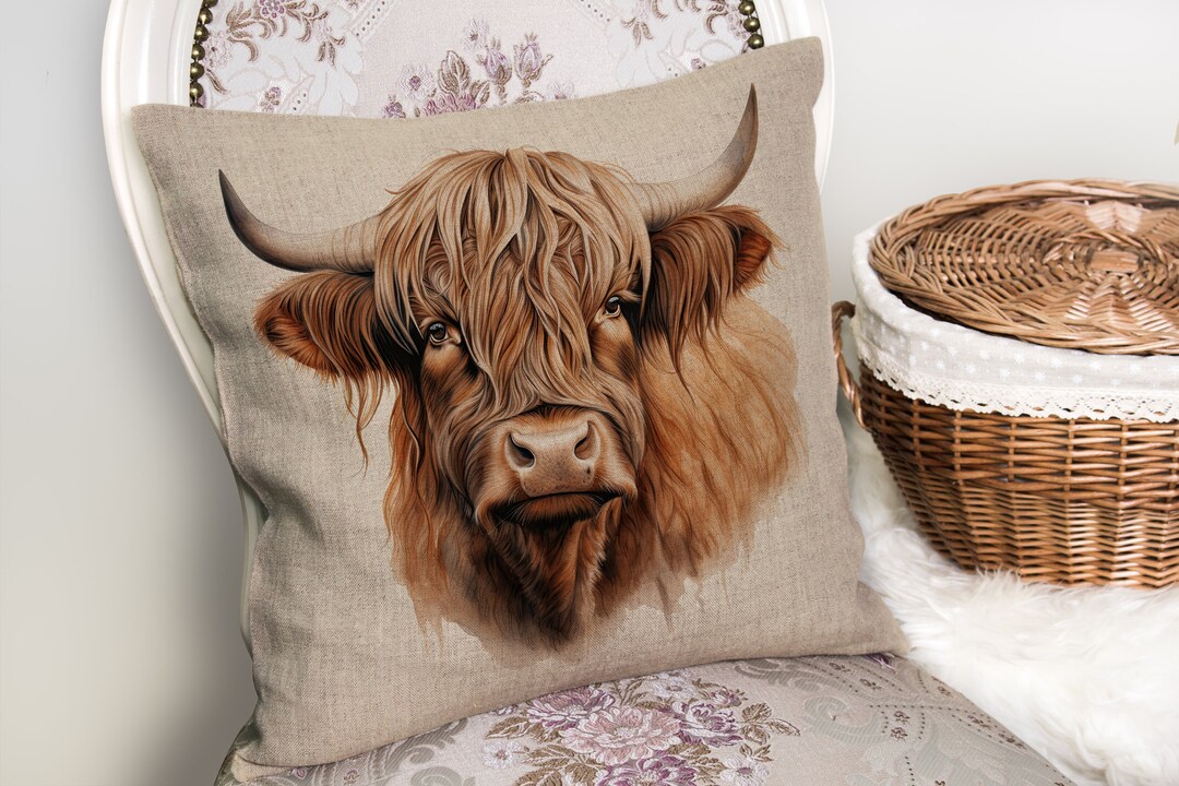 Highland Cow - Cushion Cover With or Without Pad Inner - Etsy UK