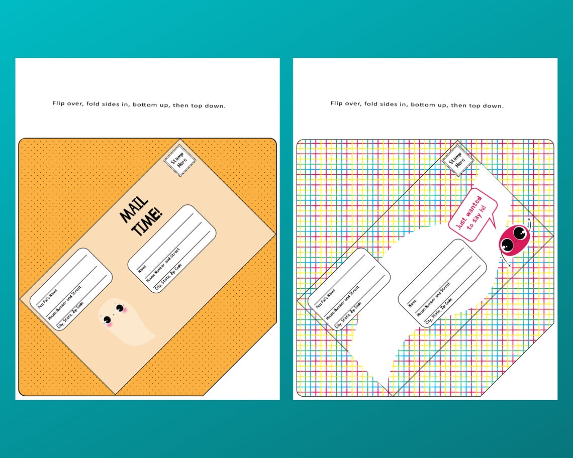 Kids Pen Pal Envelope Templates: Printable Designs (PDF Download) - Etsy