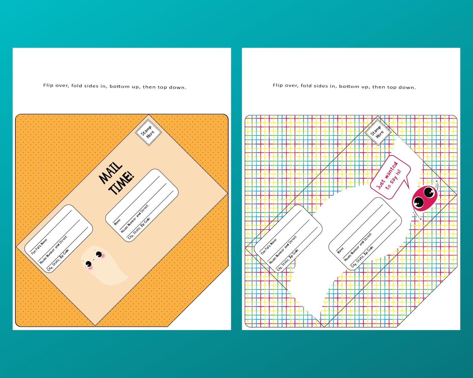Kids Pen Pal Envelope Templates: Printable Designs (PDF Download) - Etsy