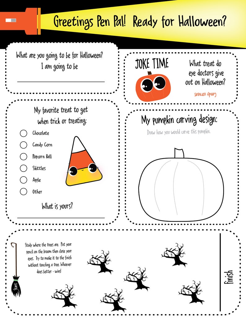 Halloween Printables Kids Halloween Pen Pal Printable - Etsy