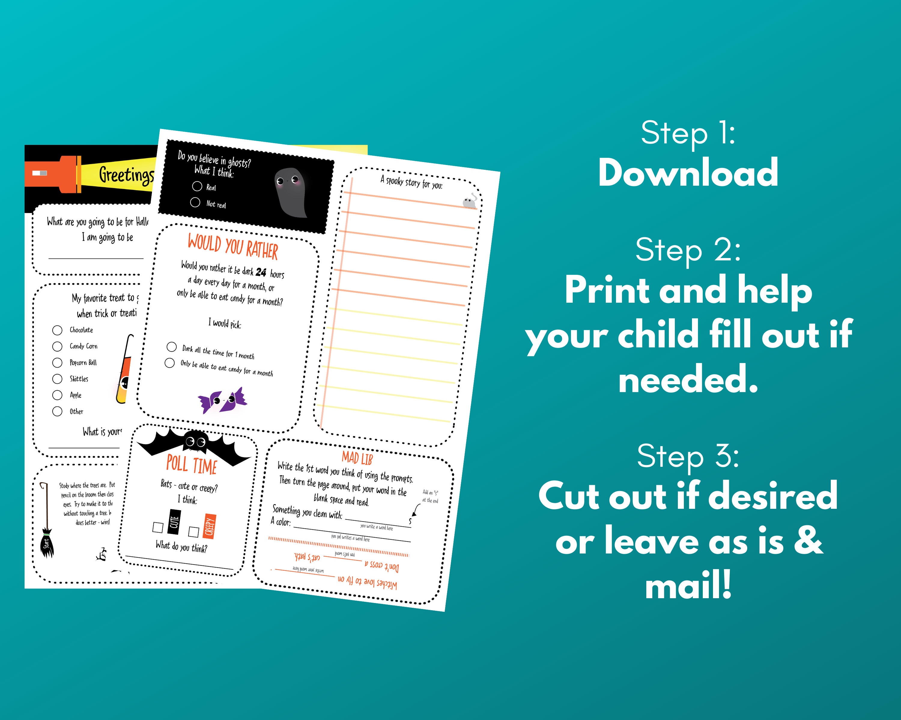 Halloween Printables Kids Halloween Pen Pal Printable - Etsy