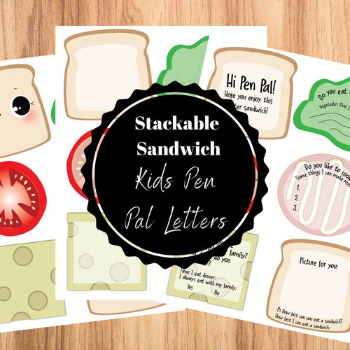 Kids Letter Writing Set Penpal Printable for Kids Sandwich | Etsy