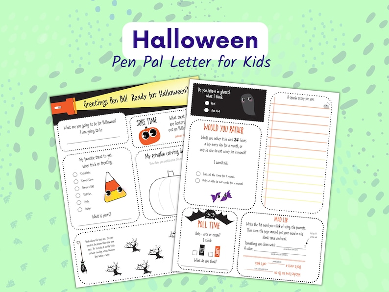 Halloween Printables Kids Halloween Pen Pal Printable - Etsy