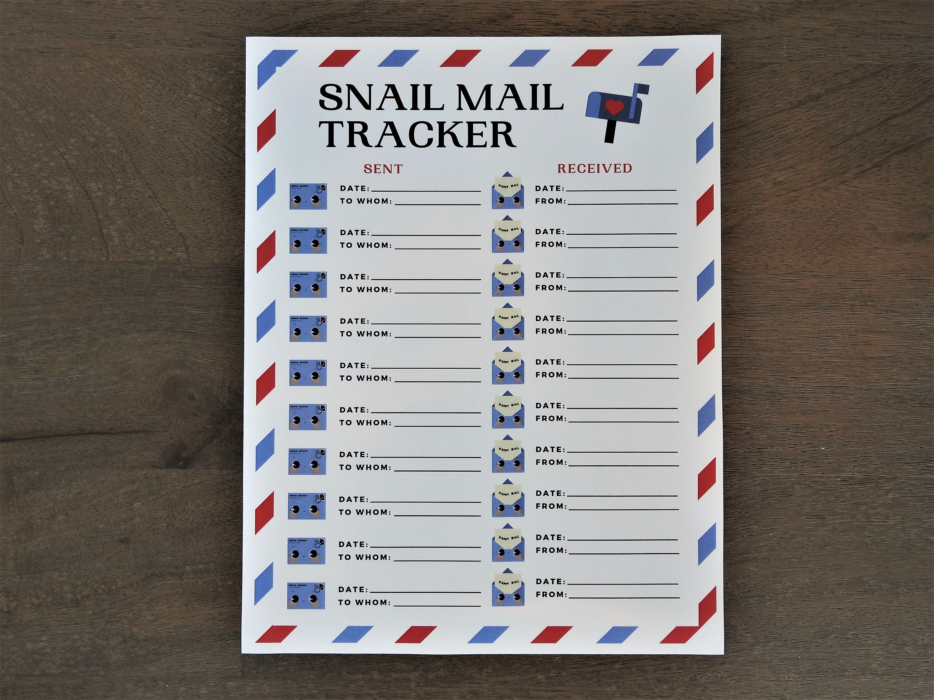 Snail Mail Tracker - Pen Pal Tracker - Etsy