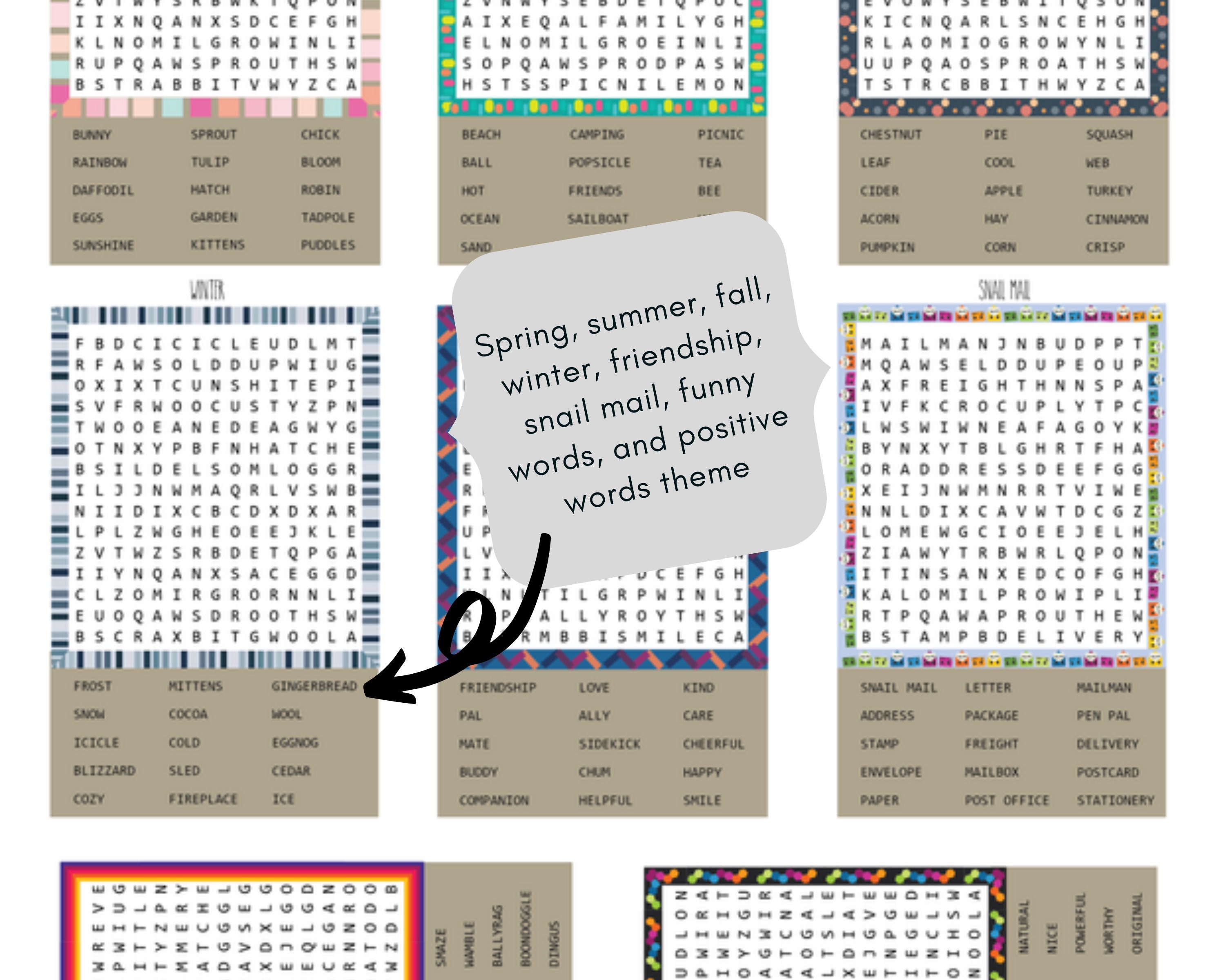 Mini Word Searches: Printable Snail Mail Activity (PDF) - Etsy