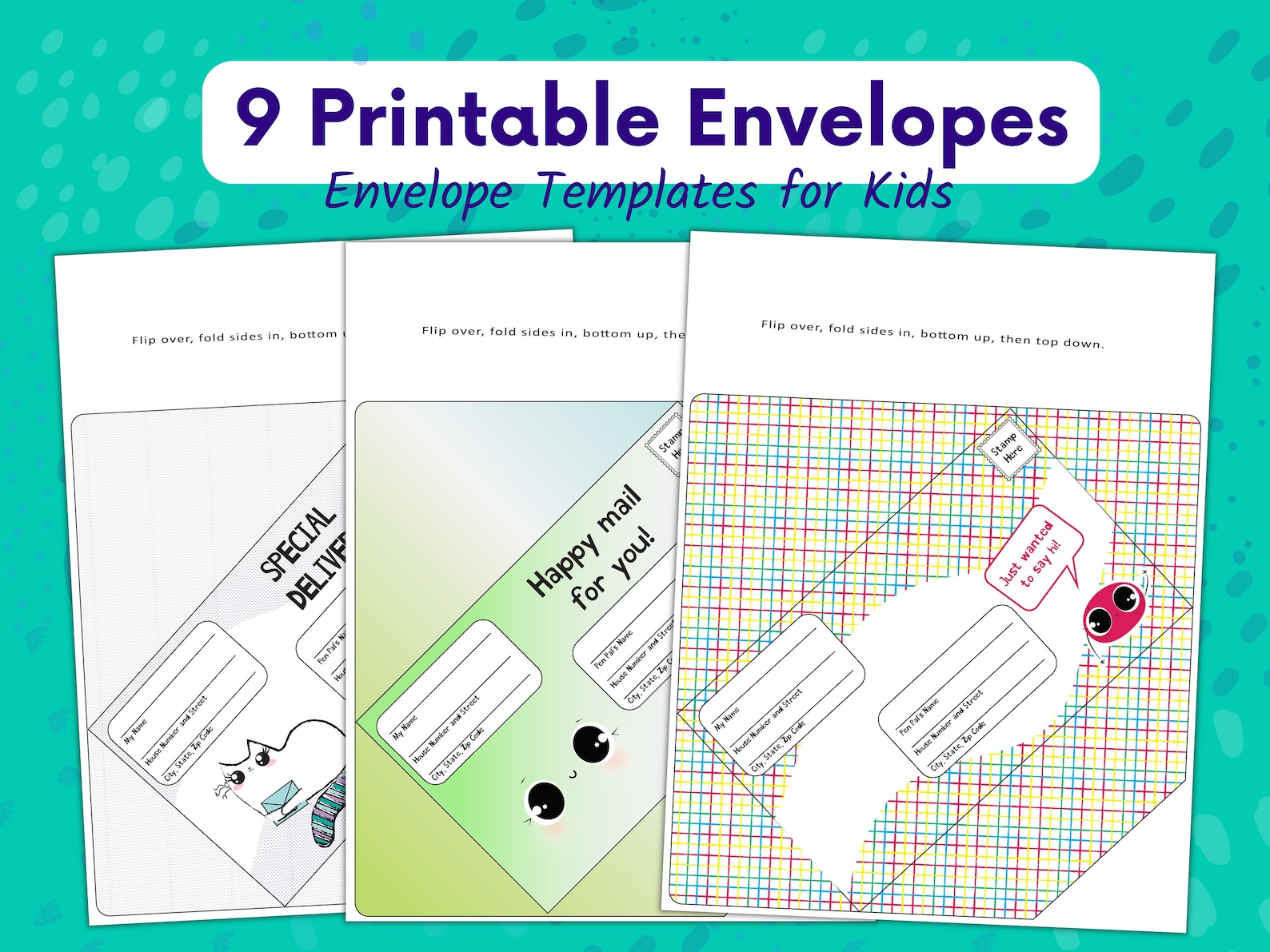 Kids Pen Pal Envelope Templates: Printable Designs (PDF Download) - Etsy