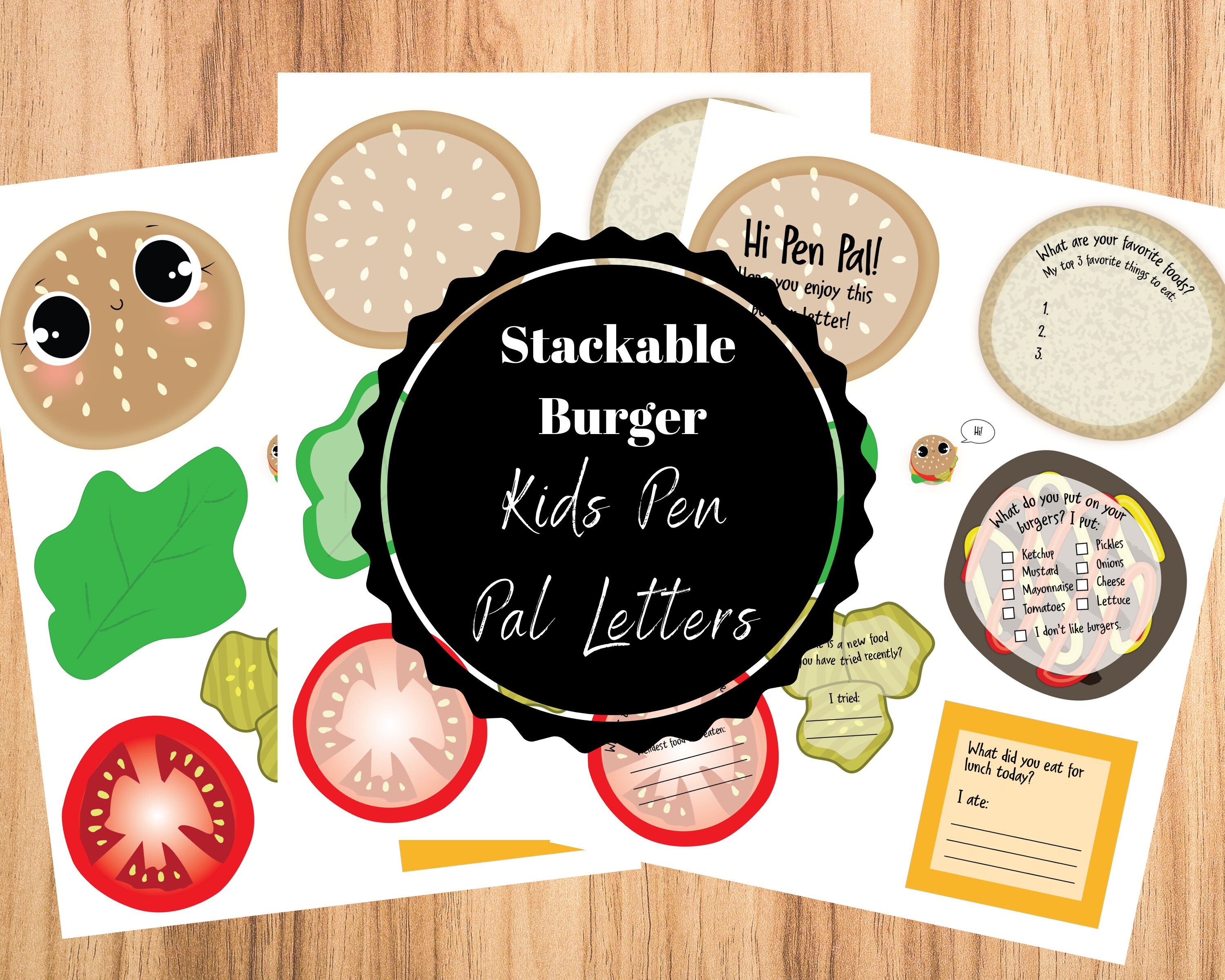 Snail Mail Printable - Burger Stackable Pen Pal Letter - Etsy