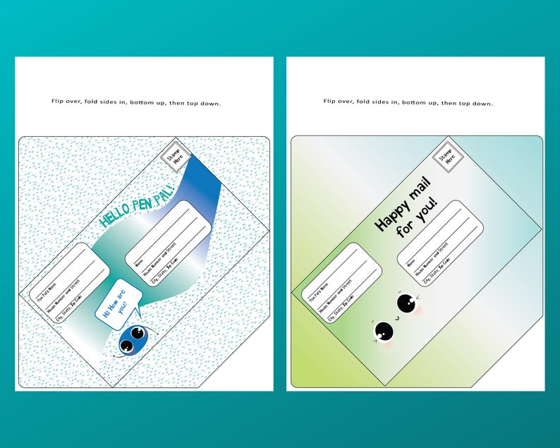Kids Pen Pal Envelope Templates: Printable Designs (PDF Download) - Etsy