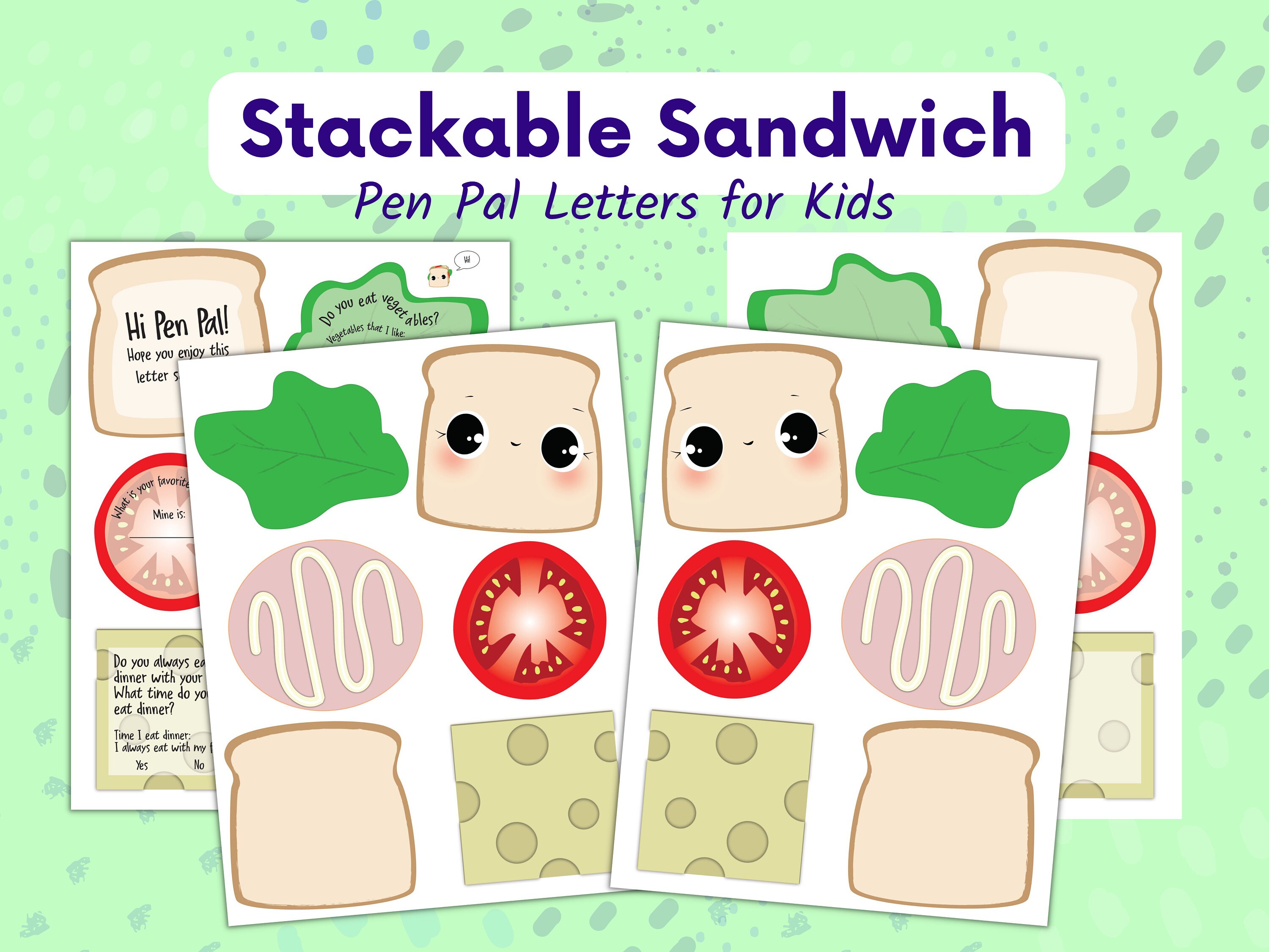 Kids Letter Writing Set Penpal Printable for Kids Sandwich - Etsy