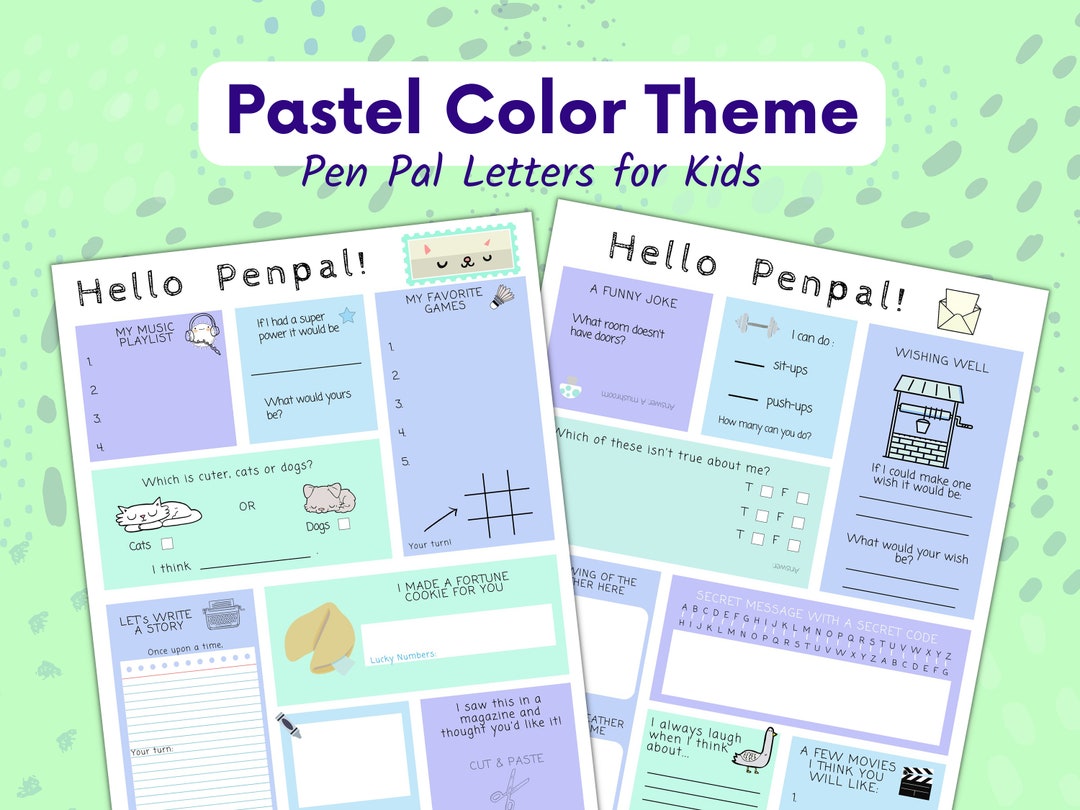 Pen Pal Printable for Kids - Pen Pal Template - Pen Pal Set - Pen Pal ...
