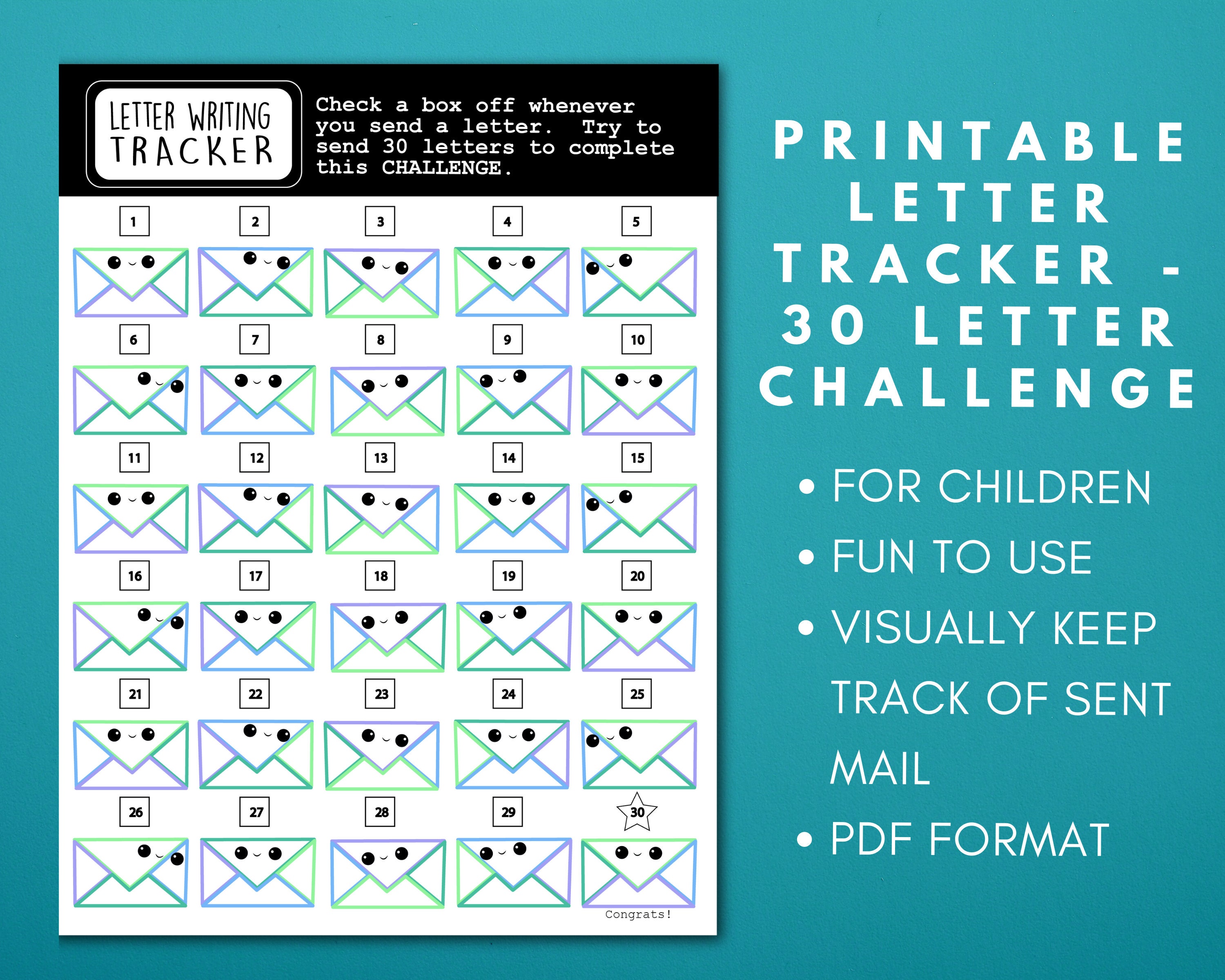 Letter Writing Challenge Tracker: Pen Pal Printable (PDF) - Etsy