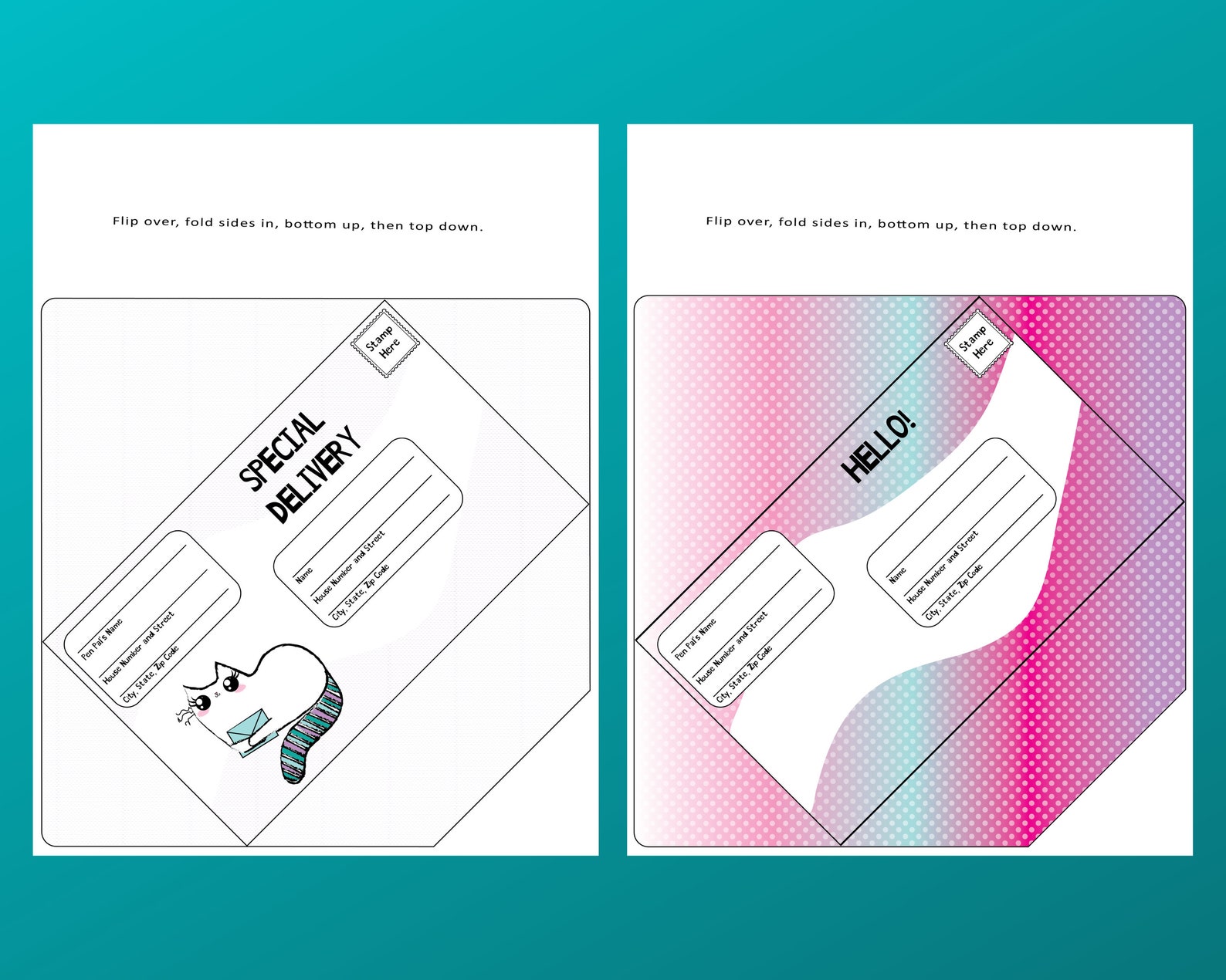 Kids Pen Pal Envelope Templates: Printable Designs (PDF Download) - Etsy