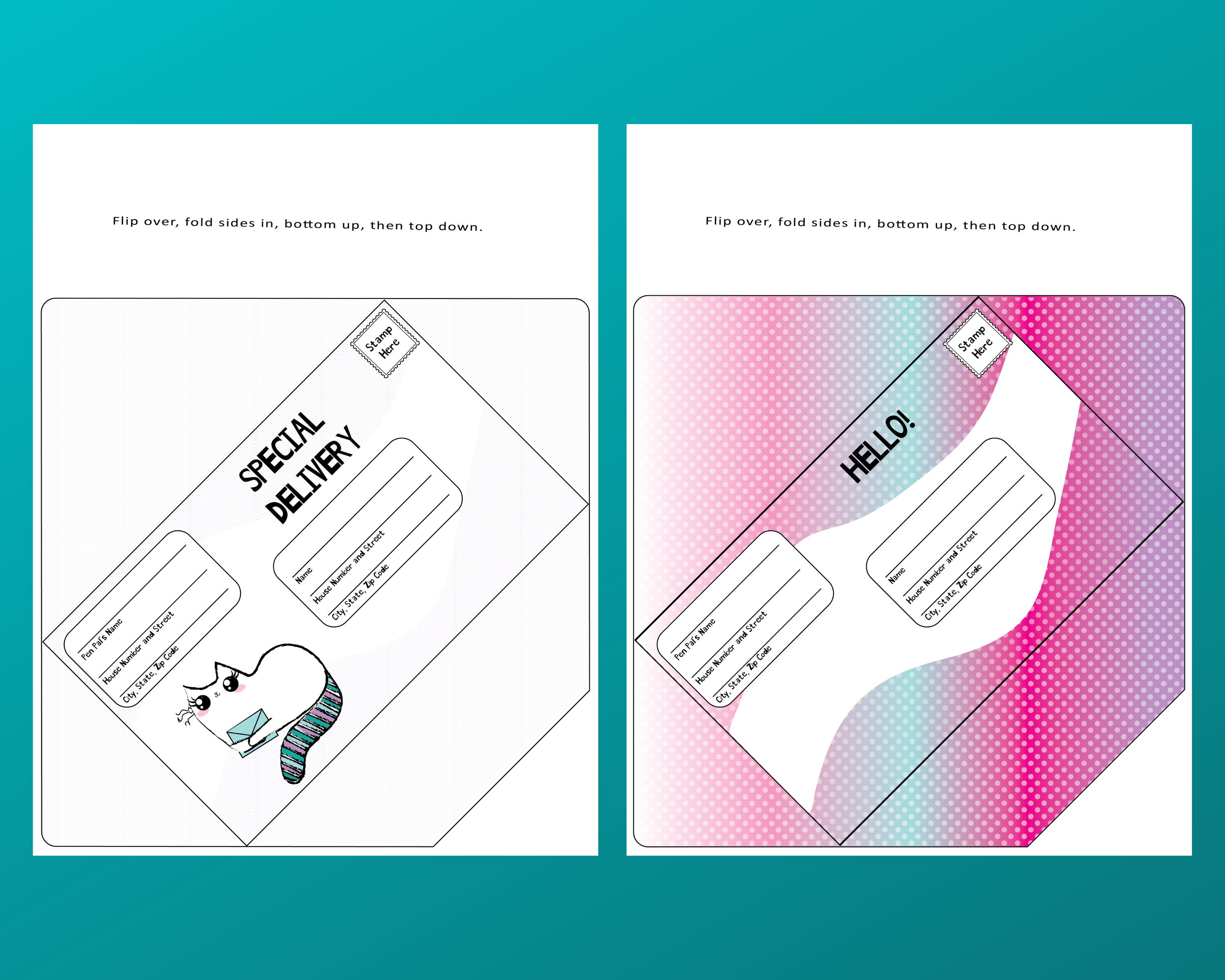 Kids Pen Pal Envelope Templates: Printable Designs (PDF Download) - Etsy
