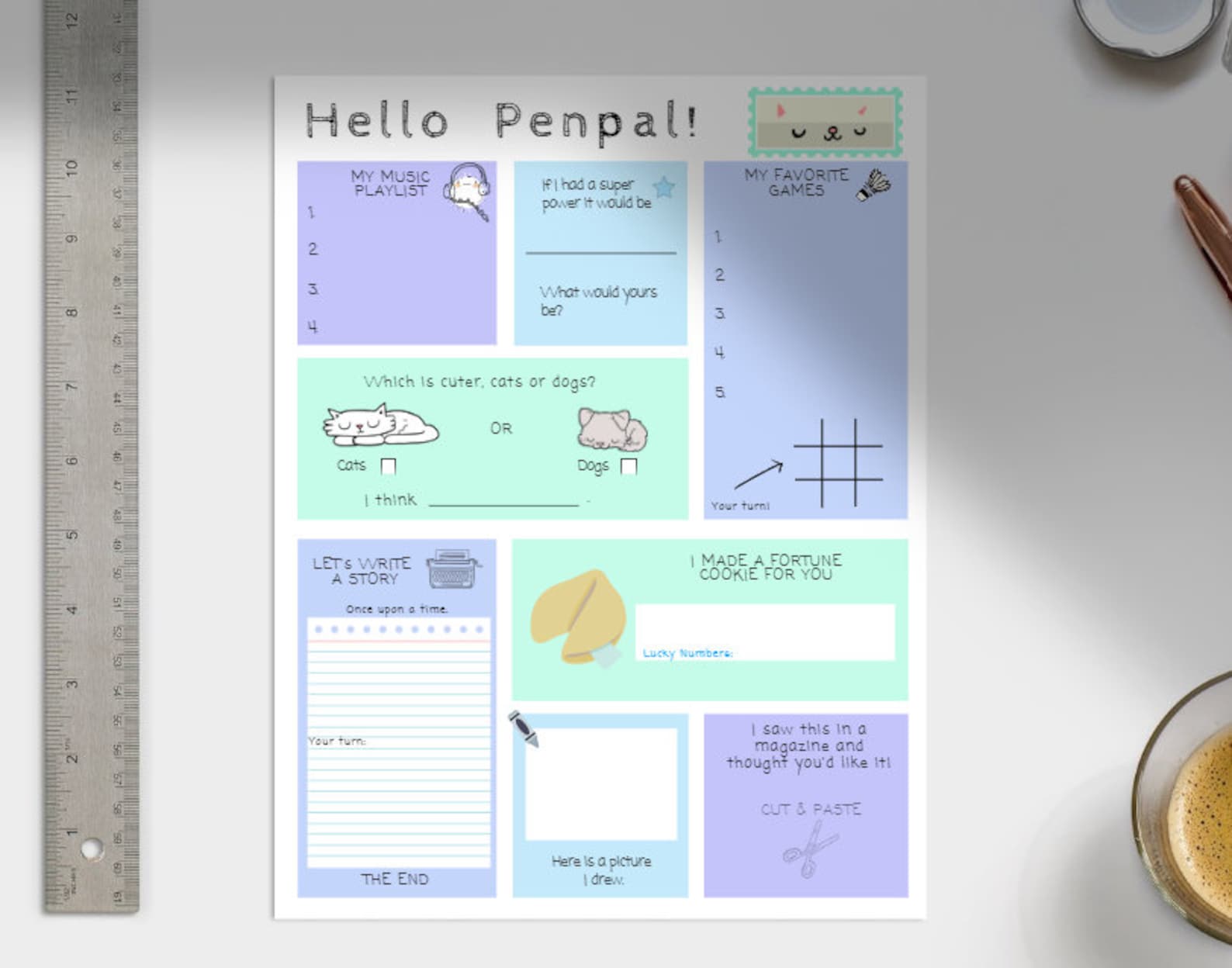 Pen Pal Printable for Kids Pen Pal Template Pen Pal Set - Etsy Canada