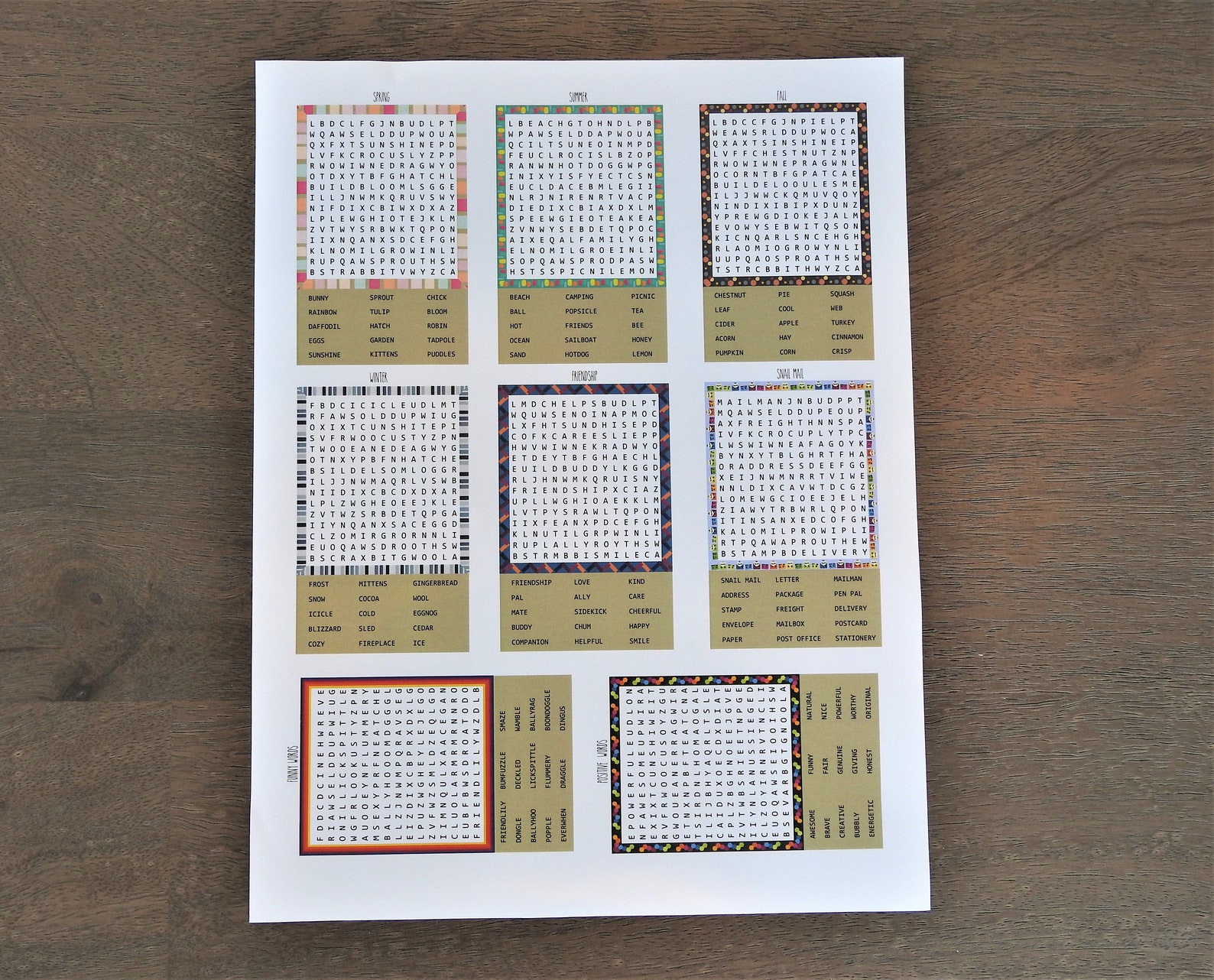 Mini Word Searches: Printable Snail Mail Activity (PDF) - Etsy