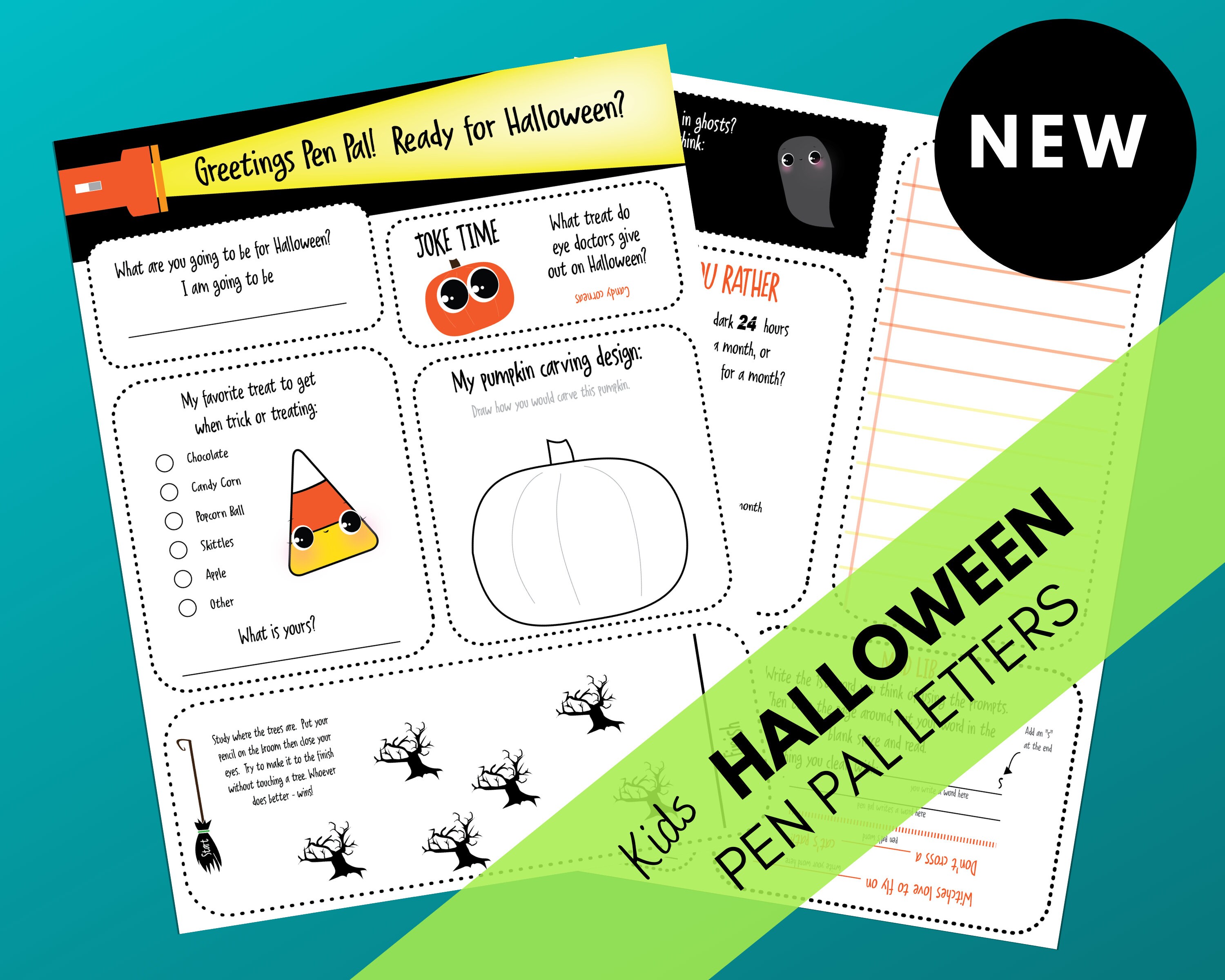 Halloween Printables Kids Halloween Pen Pal Printable - Etsy