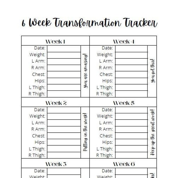 6 Week Transformation Tracker - Etsy