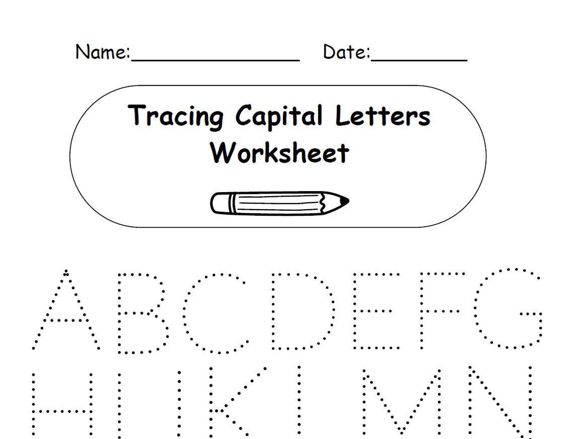 Tracing Capital Letters Worksheet, Alphabet Tracing, Preschool ...