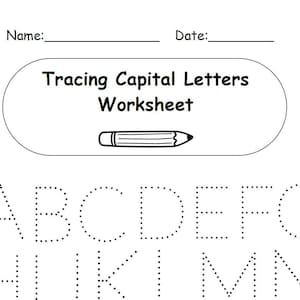 Tracing Capital Letters Worksheet, Alphabet Tracing, Preschool ...