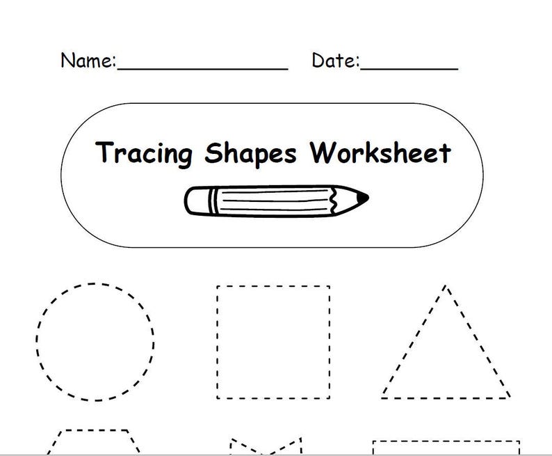 Tracing Shapes Worksheet, Learn Shapes Template, Preschool Shape ...