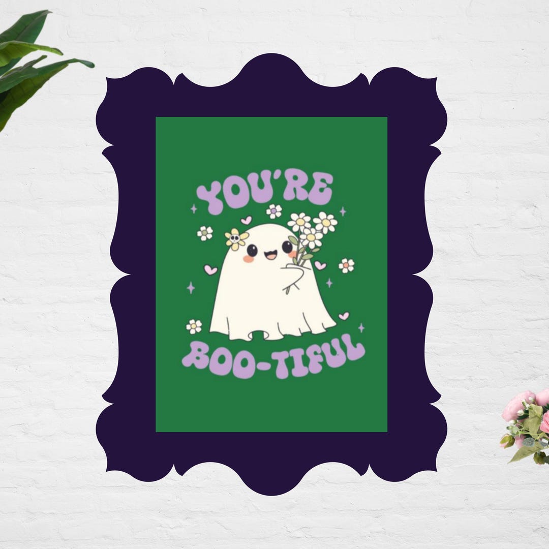 Cute Ghost Inspirational Wall Art, 8 X 10 Spooky Art, Halloween Decor ...