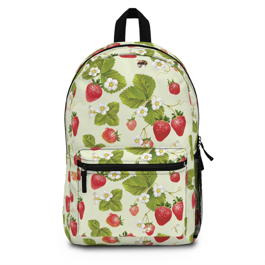 Cute Strawberry Cottagecore Backpack, Floral Rucksack, Vintage Style ...