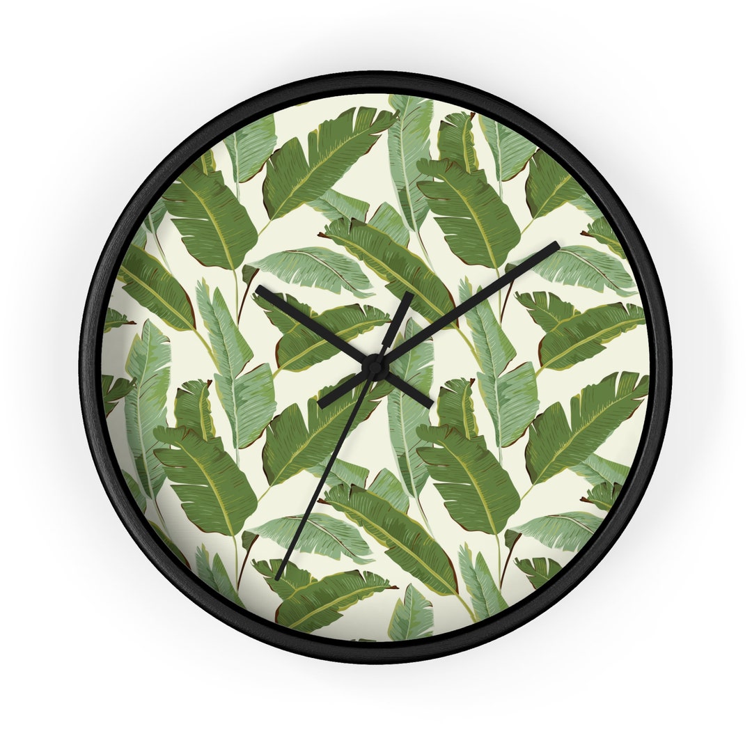 Tropical Leaf Wall Clock, Tropical Clock, Leaf Clock, Green Clock ...