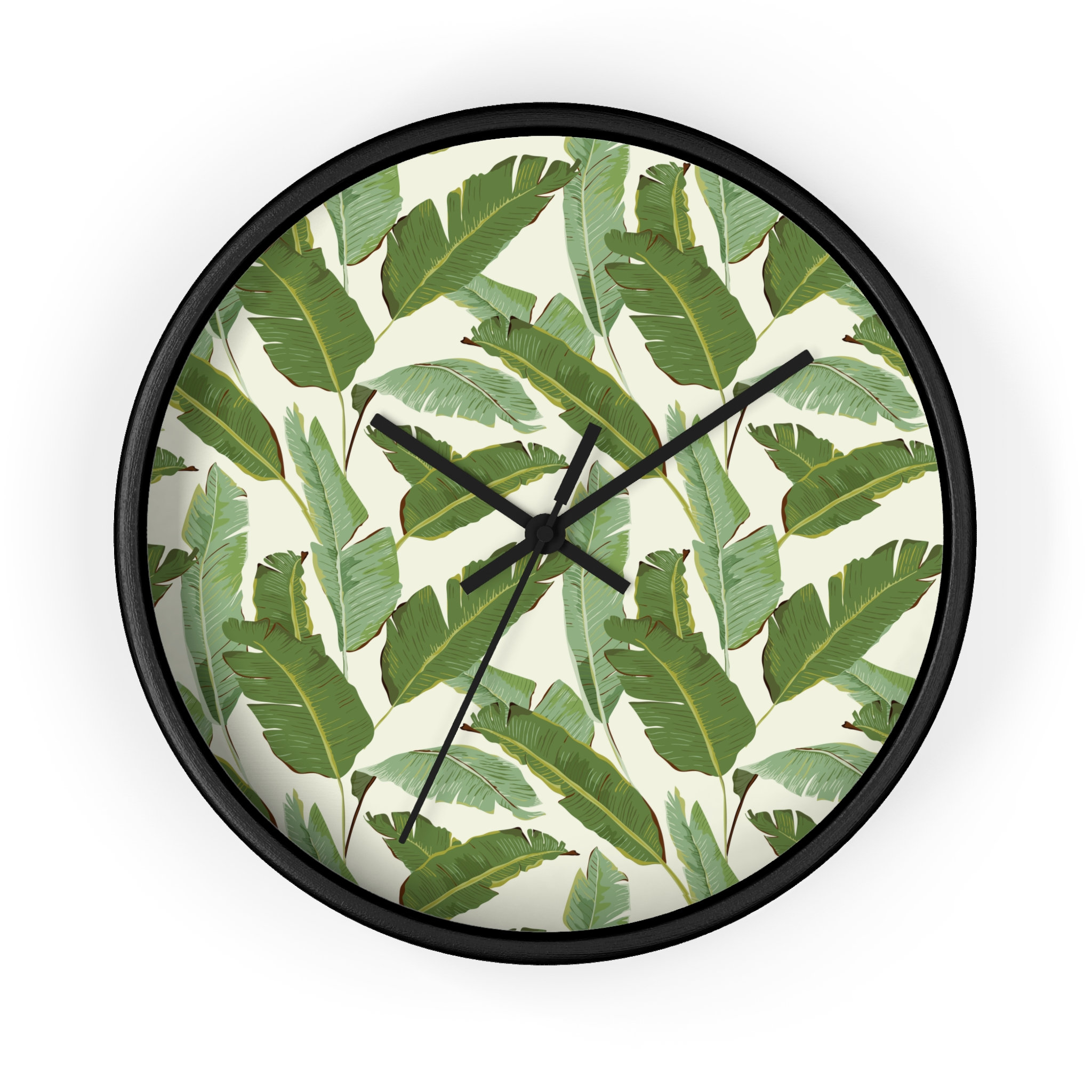Tropical Leaf Wall Clock, Tropical Clock, Leaf Clock, Green Clock ...