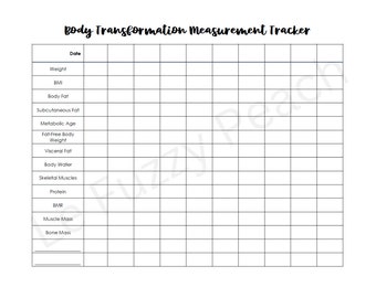 6 Week Body Transformation Measurement Tracker: Weight Loss, Fitness ...