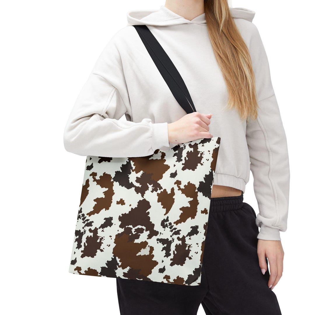 Cow Print Tote Bag: Trendy Polyester Shopping Purse - Etsy