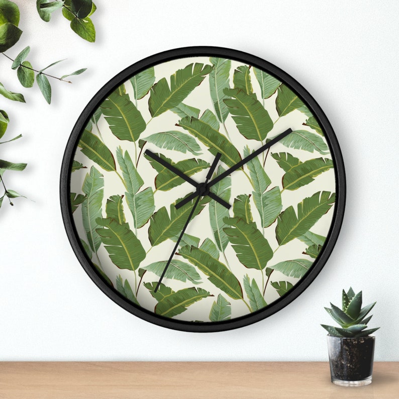 Tropical Leaf Wall Clock, Tropical Clock, Leaf Clock, Green Clock ...
