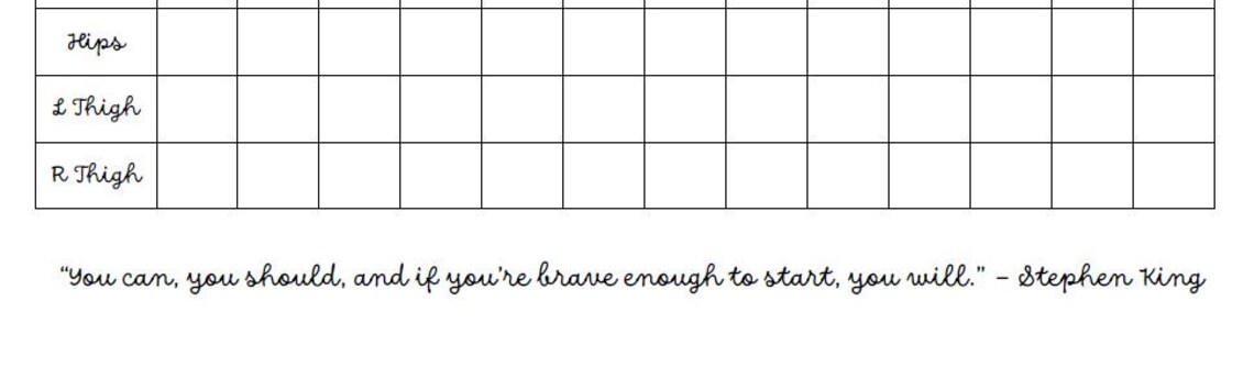 12 Week Body Transformation Tracker: Measurement Chart (PDF Instant ...