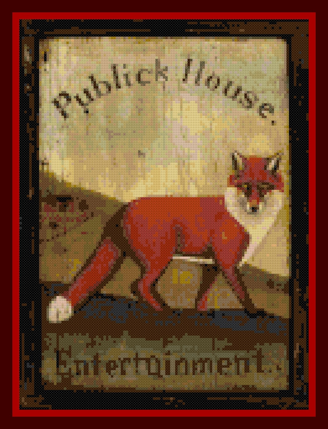 Red Fox Pub Sign, Cross-stitch Pattern, PDF Instant Download - Etsy