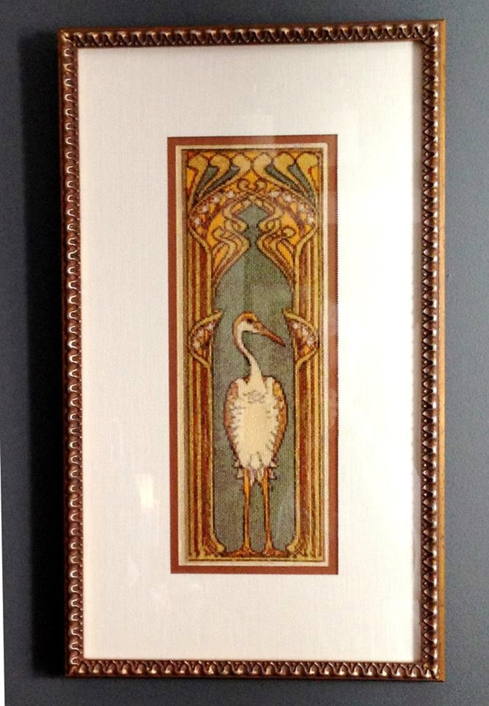 Jugendstil Heron Cross-stitch Pattern PDF - Etsy