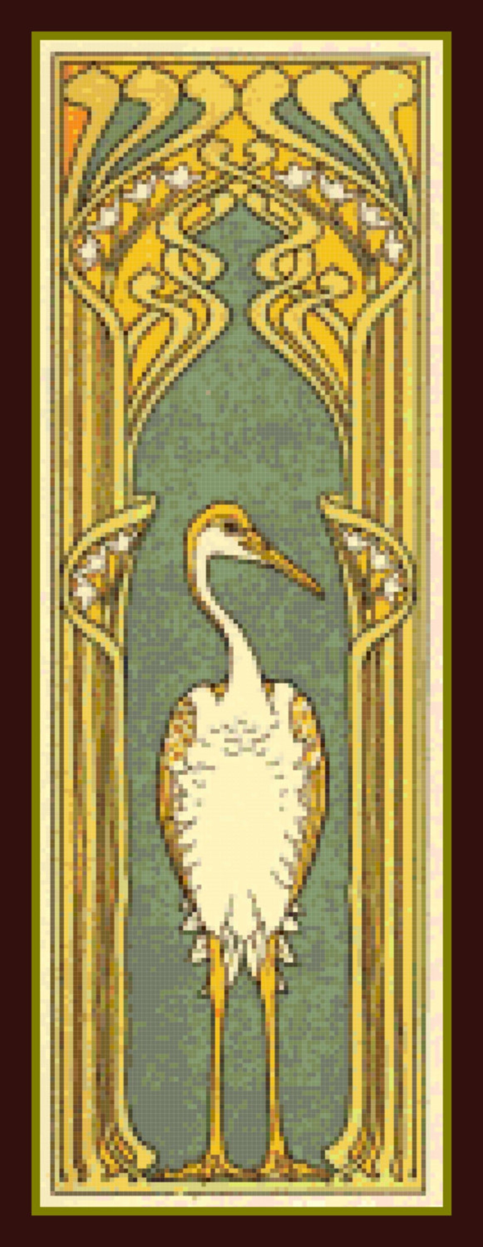 Jugendstil Heron Cross-stitch Pattern PDF - Etsy