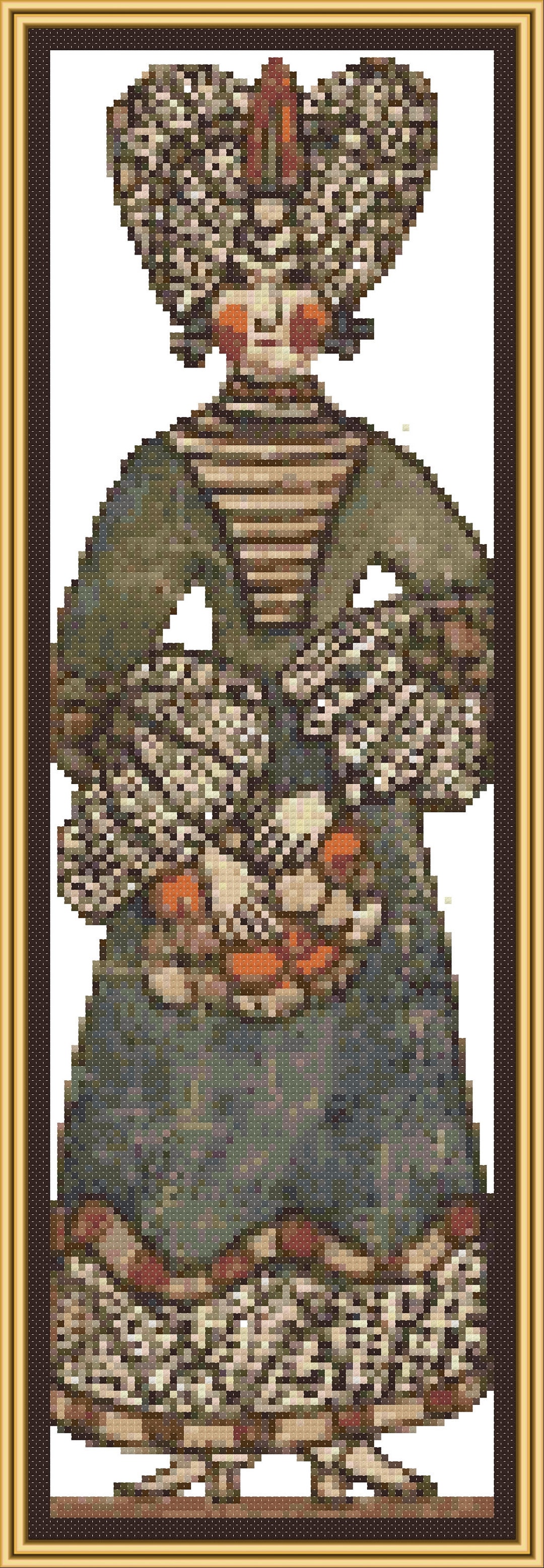 Colonial Woman With Bouquet, Cross-stitch Pattern PDF Download - Etsy