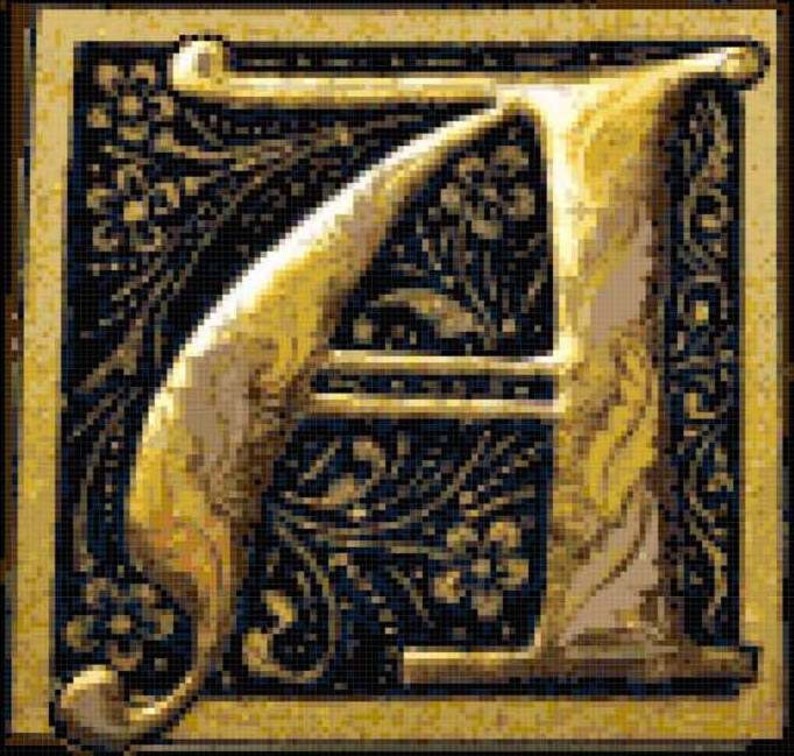 Gilded Initial A Cross-stitch Pattern PDF - Etsy