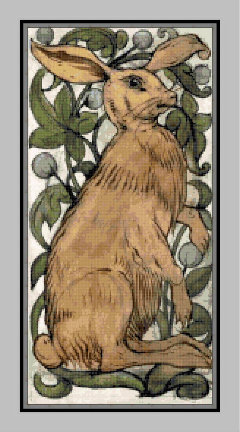 Demorgan Standing Hare Tile, Cross-stitch Pattern PDF Download - Etsy