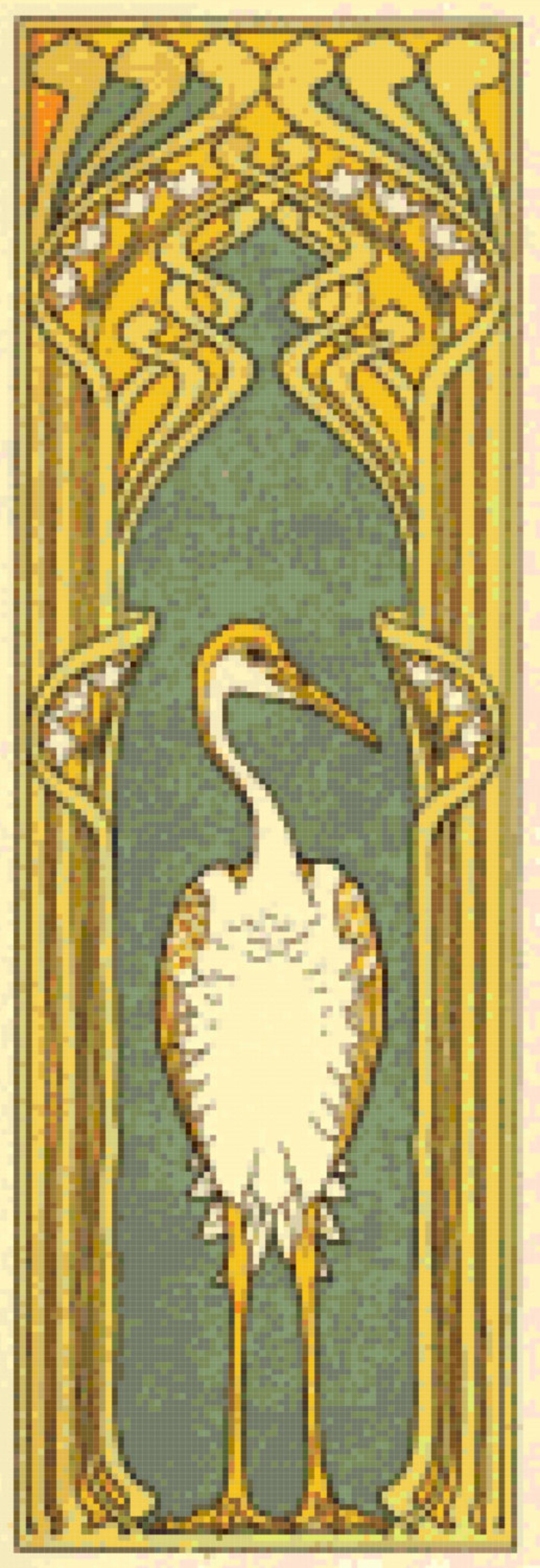 Jugendstil Heron Cross-stitch Pattern PDF - Etsy