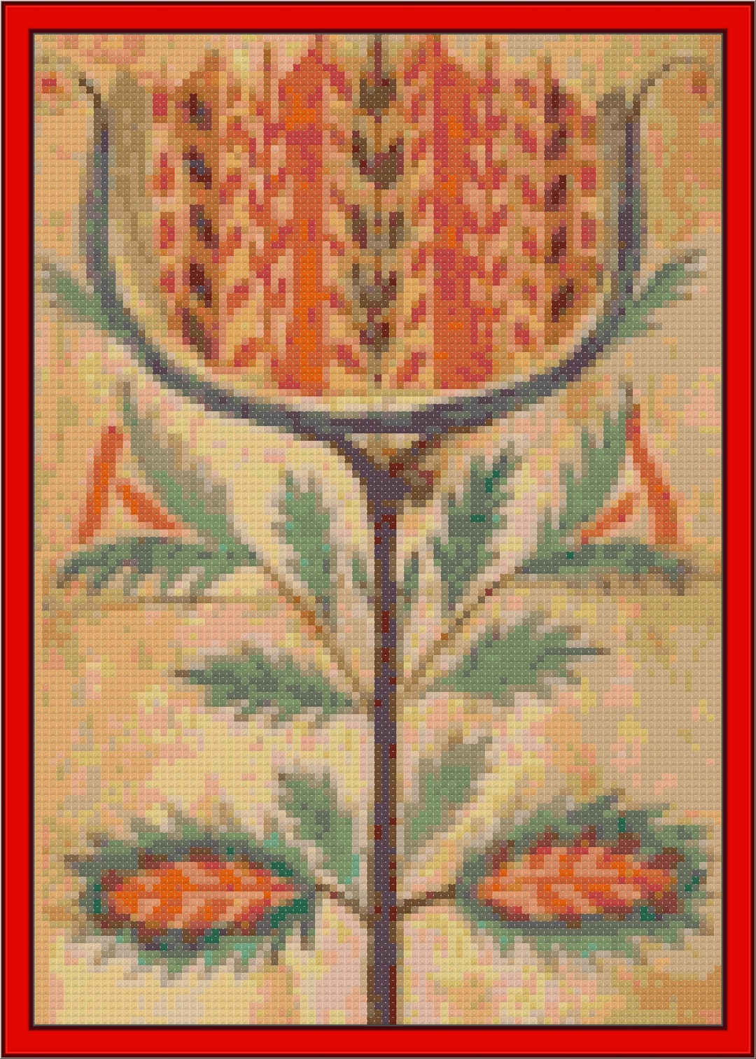 Fraktur Striped Tulip, Cross-stitch Pattern PDF Download - Etsy
