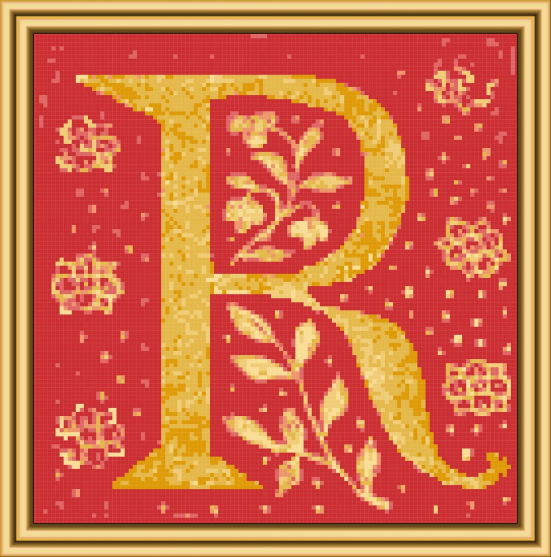 Gilded R on Red NEEDLEPOINT Pillow Top PDF Pattern - Etsy
