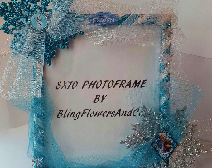Unique Disney Frozen 8X10 Anna, Elsa, Olaf Turquoise and Silver Picture ...