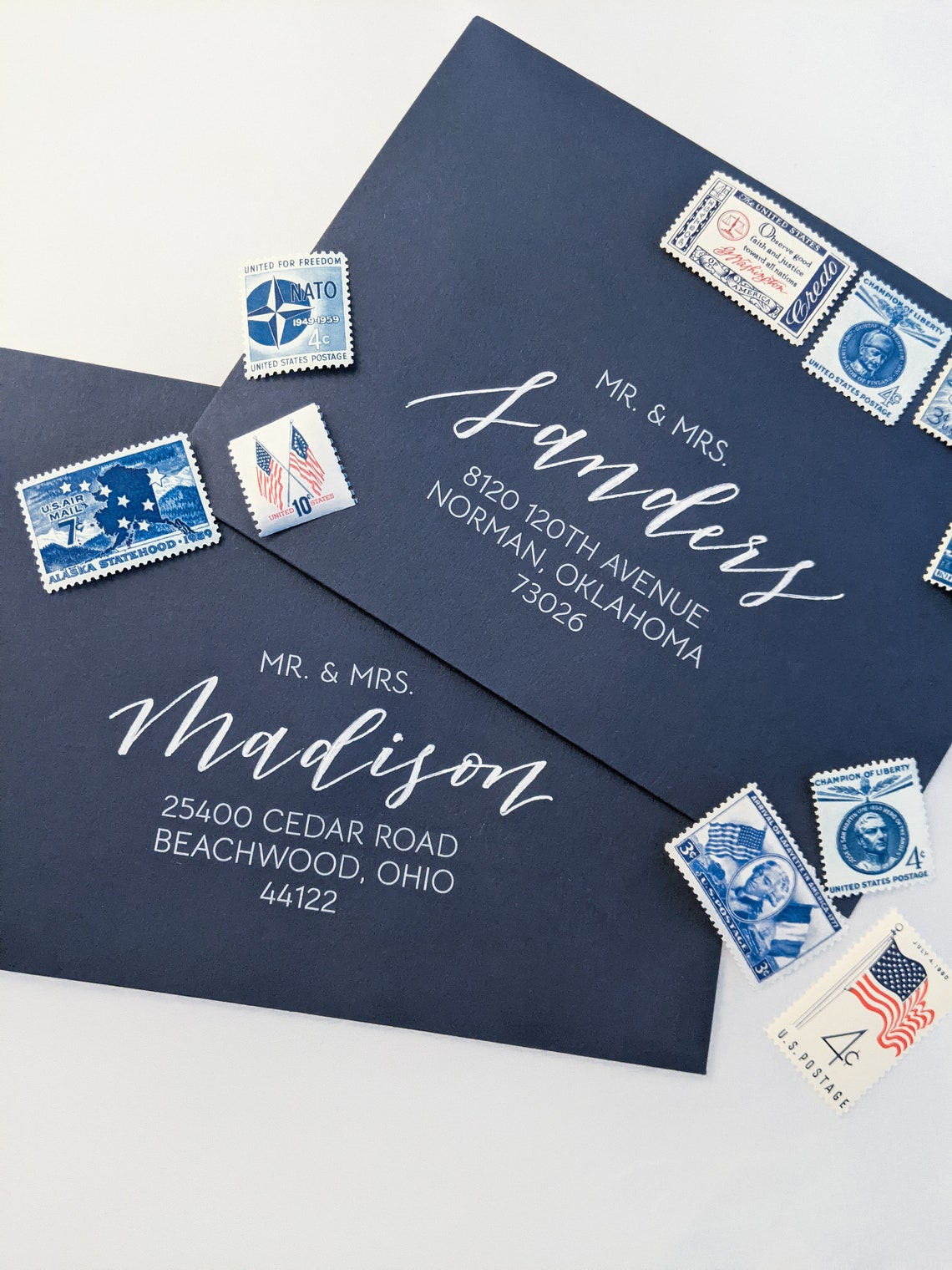 Envelope Addressing Navy Wedding Envelopes Envelope | Etsy