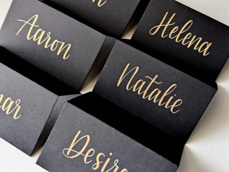 Calligraphy Gold Wedding Place Cards | Elegant Table Decor - Etsy